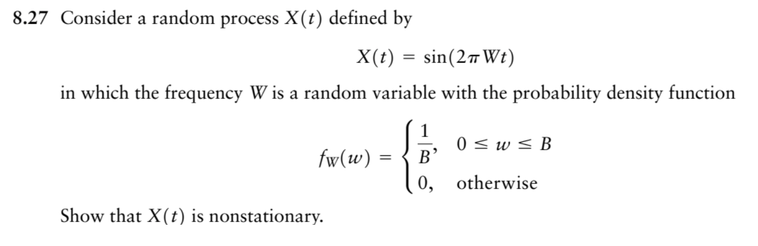Solved 8.27 Consider a random process X(t) defined by = X(t) | Chegg.com