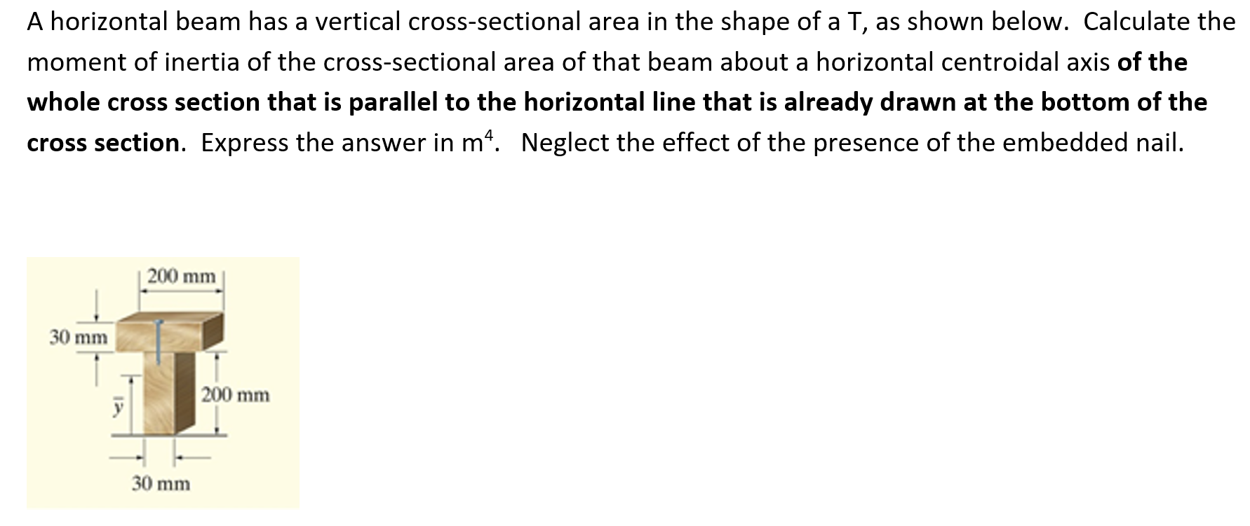 Solved A horizontal beam has a vertical cross-sectional area | Chegg.com