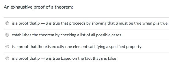 Solved An exhaustive proof of a theorem: is a proof that p q | Chegg.com