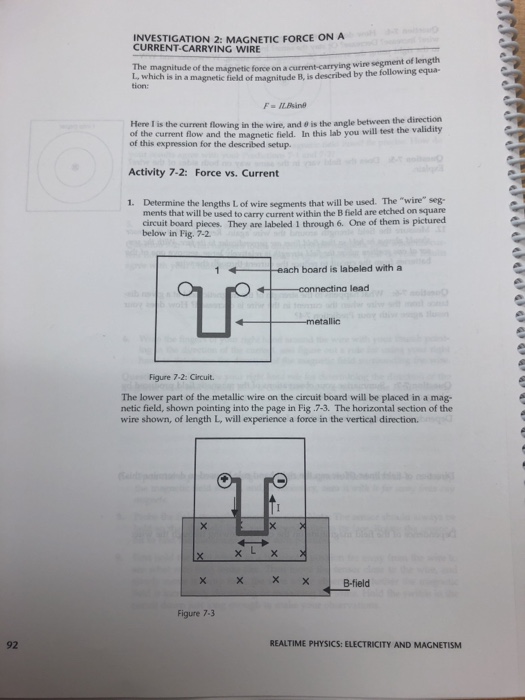 Solved INVESTIGATION 2: MAGNETIC FORCE ON A CURRENT-CARRYING | Chegg.com