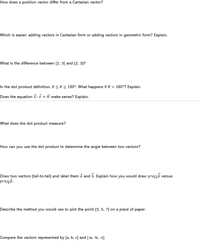 Solved How Does A Position Vector Differ From A Cartesian 1086
