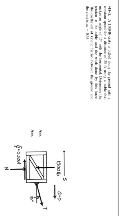 Solved 14-1. A 1500-lb crate is pulled along the ground with | Chegg.com