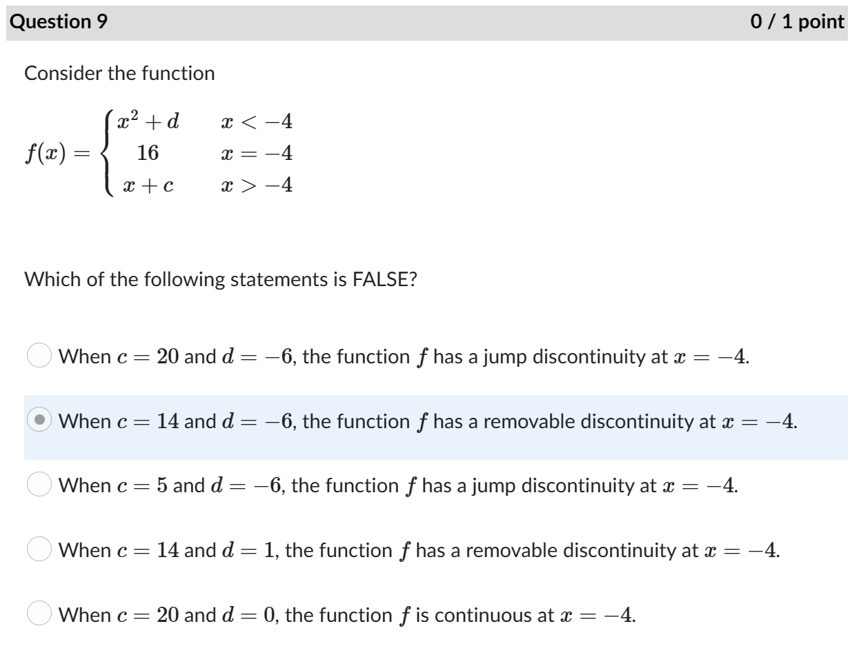 Solved Consider the function f(x)=⎩⎨⎧x2+d16x+cx −4 | Chegg.com