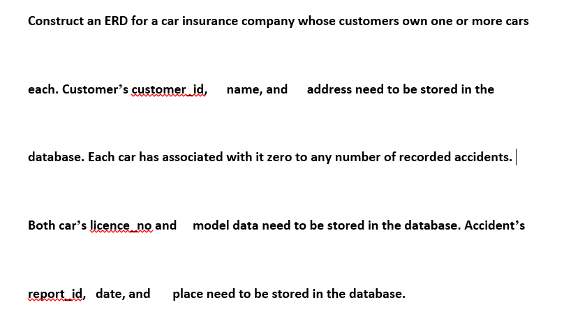 Solved Construct an ERD for a car insurance company whose | Chegg.com