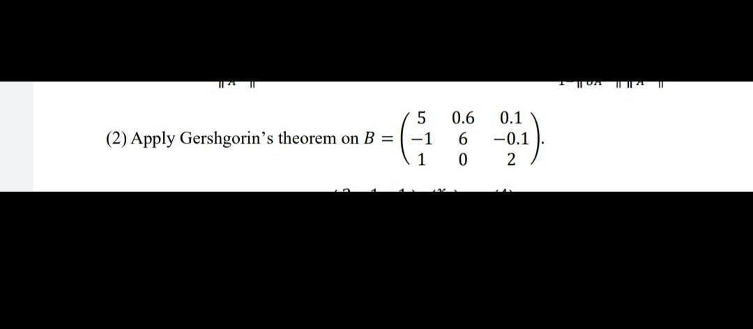 Solved 12 1 07 III (2) Apply Gershgorin's theorem on B = 5 | Chegg.com
