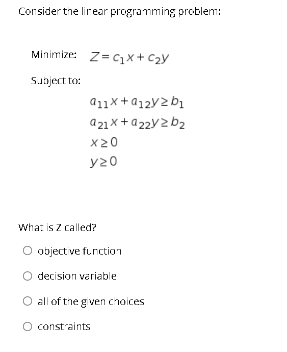 Solved Consider the linear programming problem: Minimize: | Chegg.com