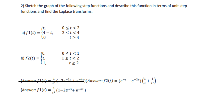 Solved 2) Sketch the graph of the following step functions | Chegg.com