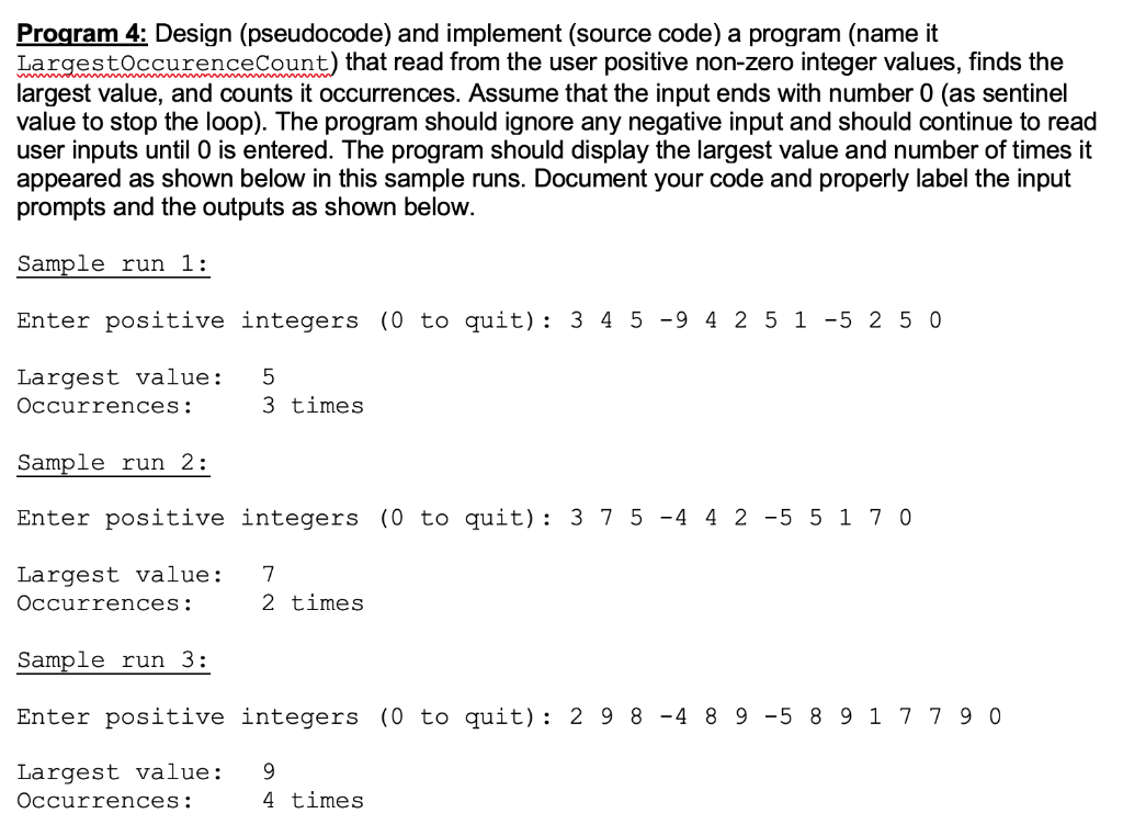 Solved Program 4 Design Pseudocode And Implement Source 6831
