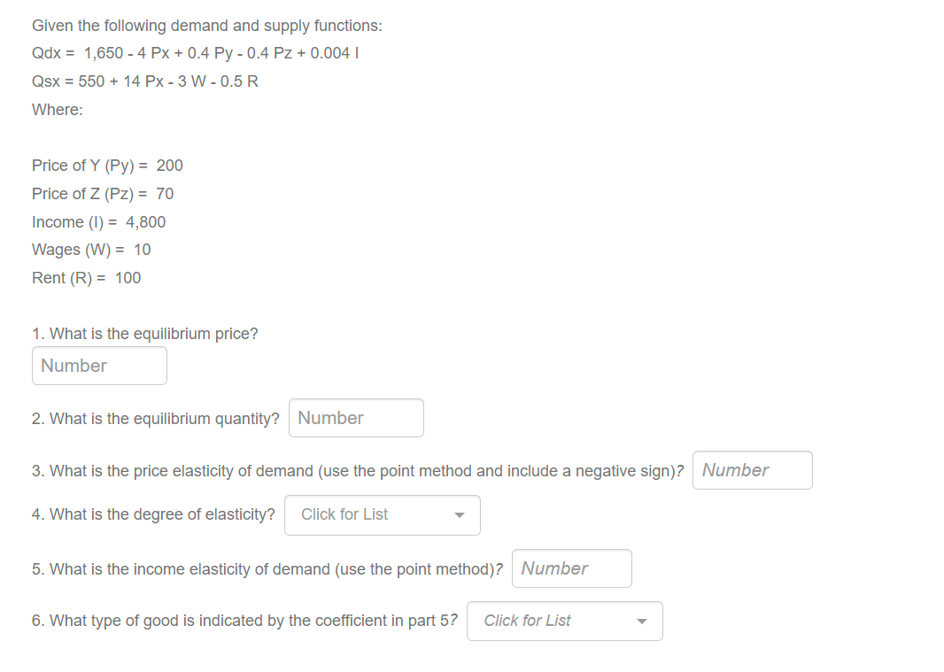 Solved Given the following supply and demand functions: | Chegg.com
