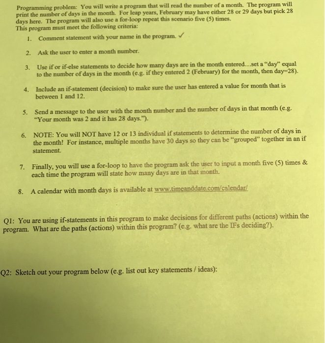 Solved Programming problem: You will write a program that | Chegg.com