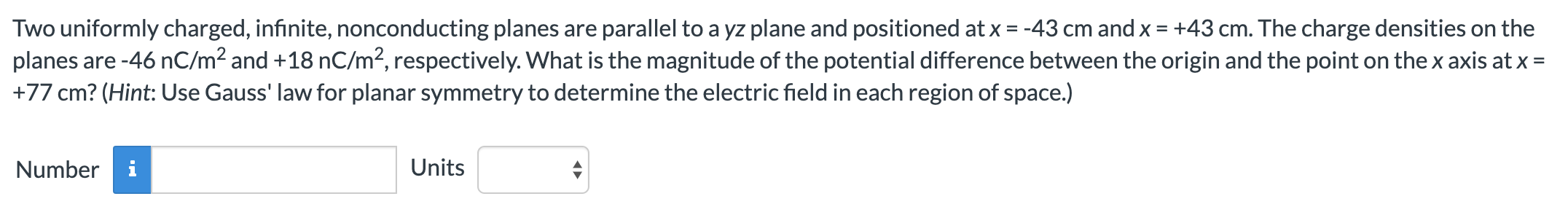 Solved Two uniformly charged, infinite, nonconducting planes | Chegg.com