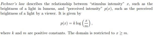 Solved Fechner's law describes the relationship between | Chegg.com