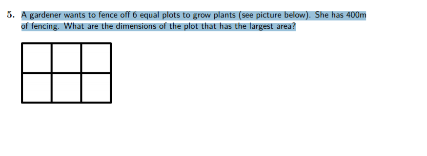 5. A gardener wants to fence off 6 equal plots to | Chegg.com
