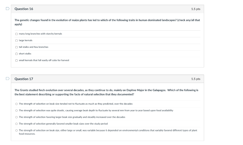 Solved Question 16 1.5 pts The genetic changes found in the | Chegg.com