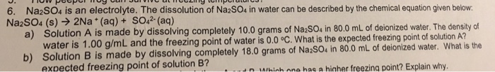 Solved 6. Na2SO4 is an electrolyte. The dissolution of | Chegg.com