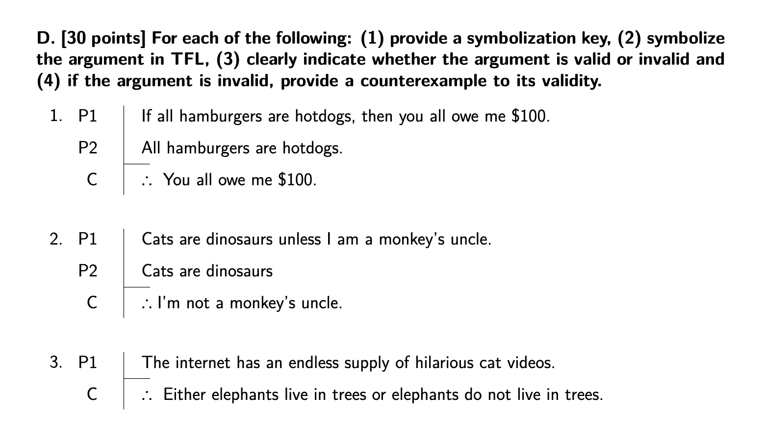 D. [30 points] For each of the following: (1) provide | Chegg.com