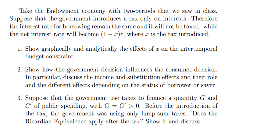 Solved Take the Endowment economy with two-periods that we | Chegg.com