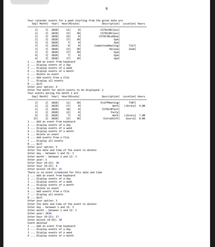 CST8130: Data Structures Assignment #1- Events | Chegg.com