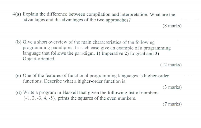 Solved 4(a) Explain the difference between compilation and | Chegg.com