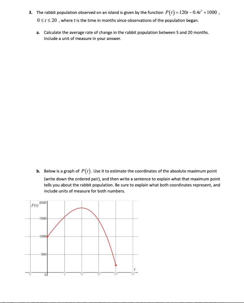 Solved 3. The rabbit population observed on an island is | Chegg.com