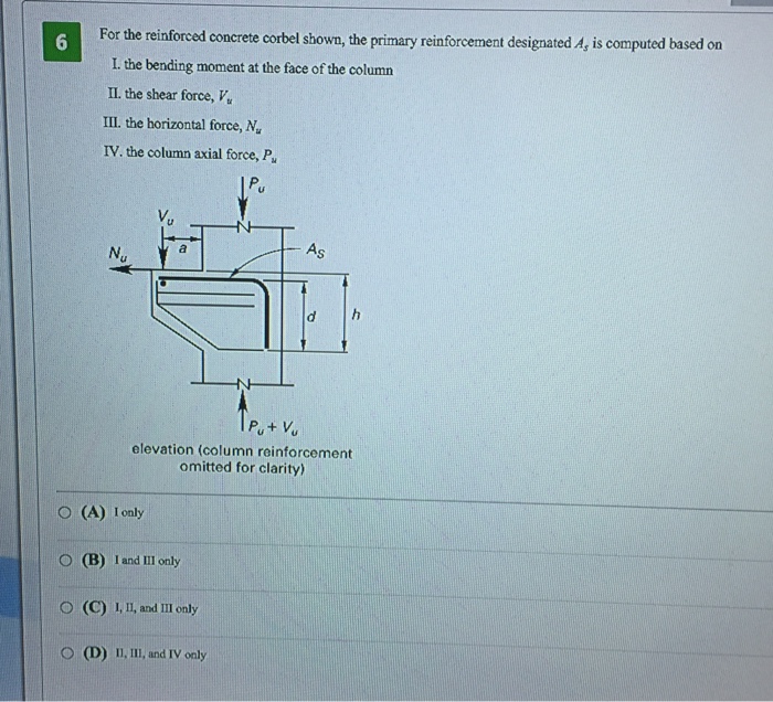 Solved 6 For the reinforced concrete corbel shown, the | Chegg.com