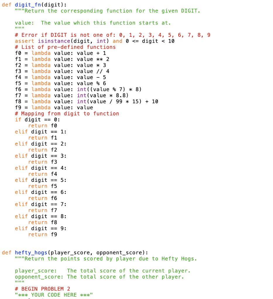 Solved Problem 2 (4 pt) Implement hefty_hogs, which takes | Chegg.com