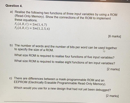Solved Question 4. a) Realise the following two functions of | Chegg.com
