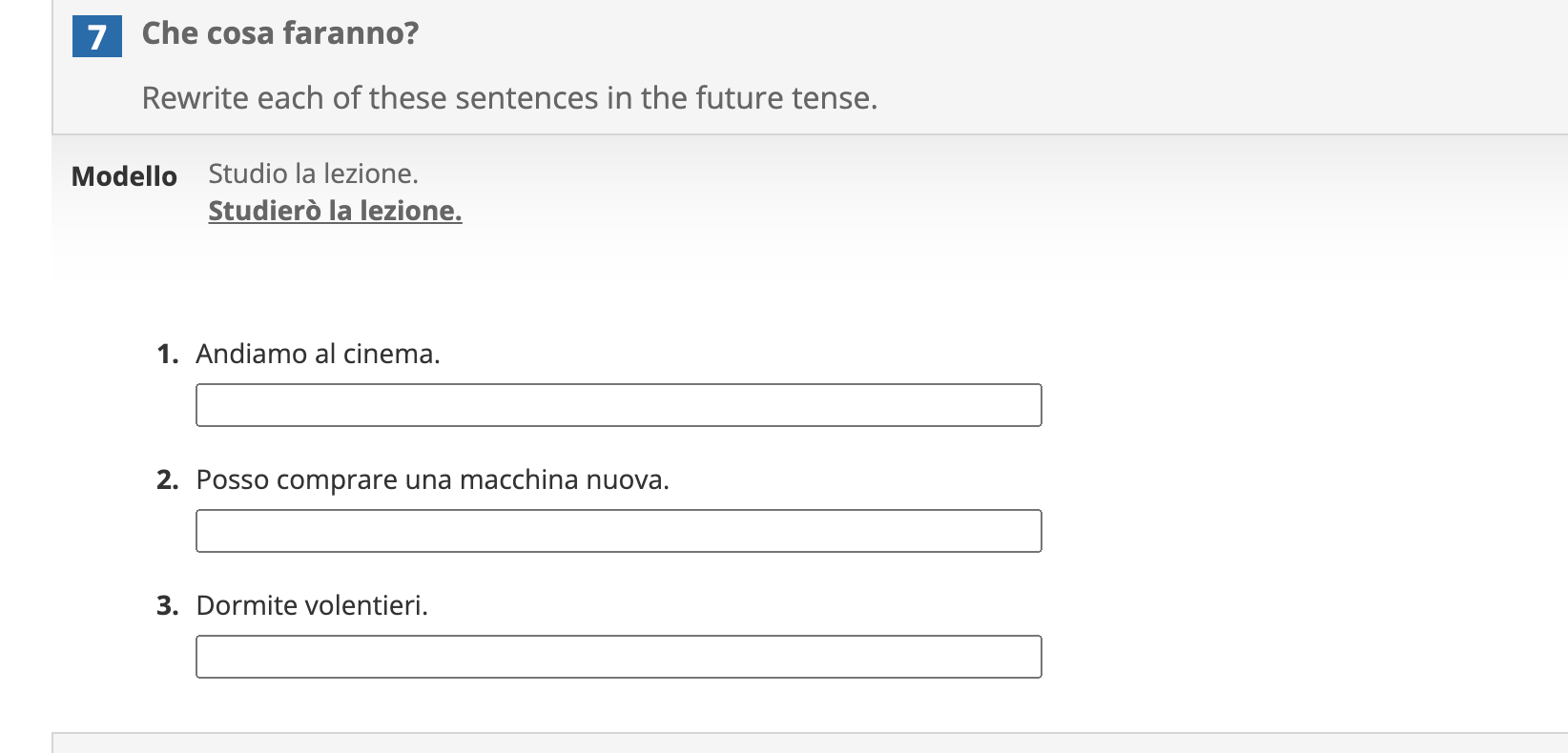 Che cosa faranno? Rewrite each of these sentences in | Chegg.com