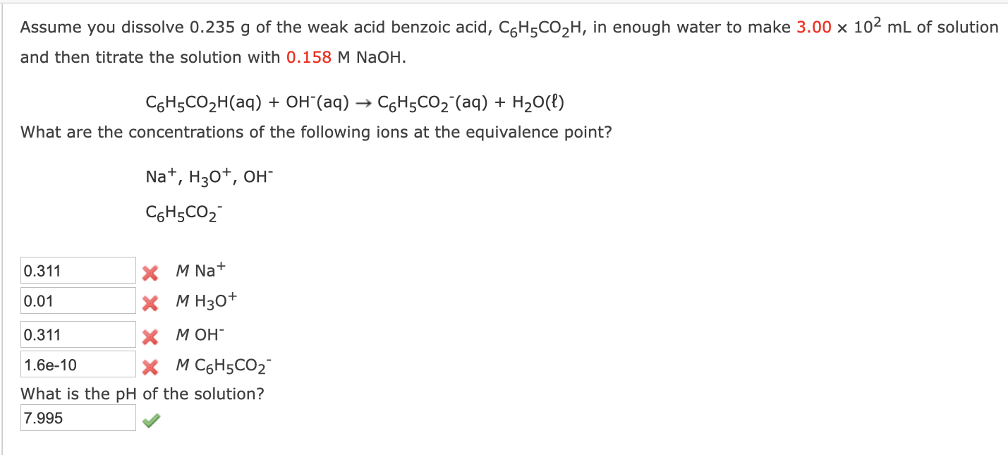 [Solved]: Assume you dissolve 0.235g of the weak acid benz
