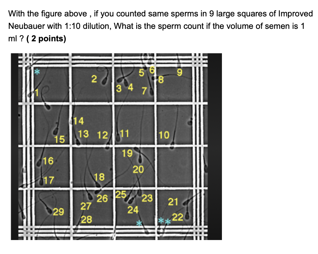 Solved With the figure above , if you counted same sperms in | Chegg.com