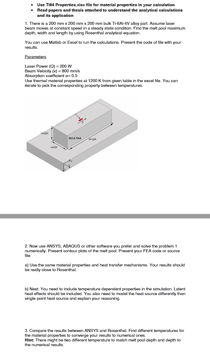 . Use Ti64 Properties.xlsx file for material | Chegg.com