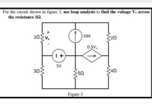 Solved For the circuit shown in figure 3. use loop analysis | Chegg.com