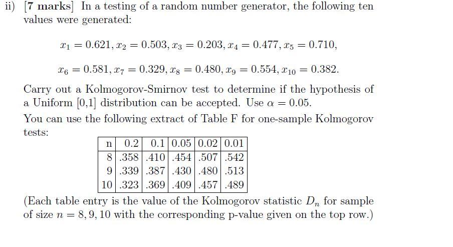 Solved ii) [7 marks] In a testing of a random number | Chegg.com