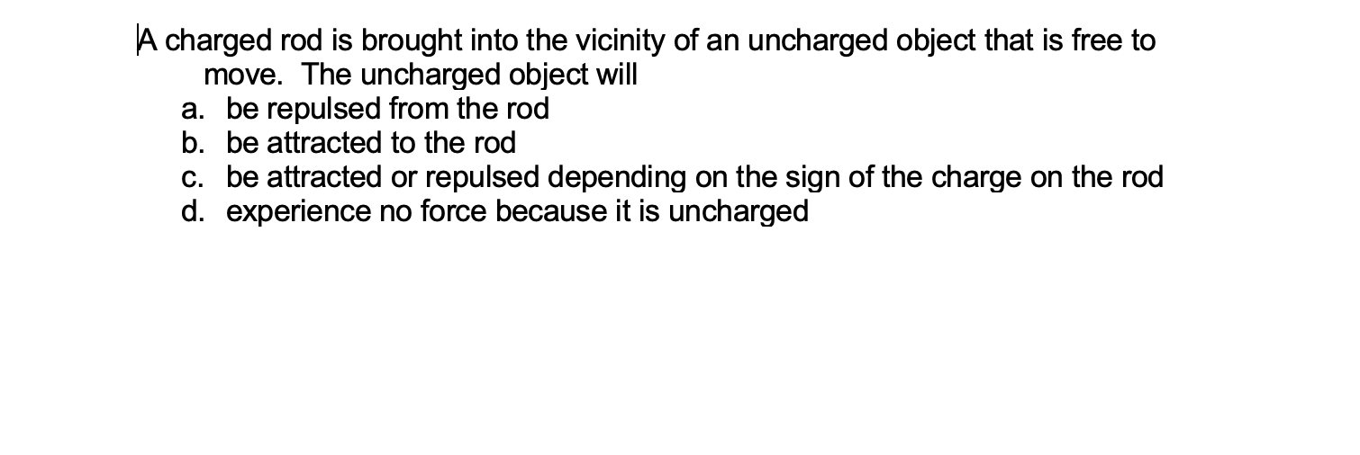 Solved A charged rod is brought into the vicinity of an | Chegg.com