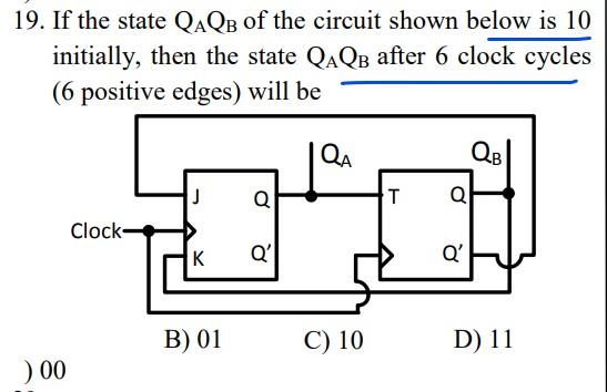 Solved 19. If the state QAQB of the circuit shown below is | Chegg.com