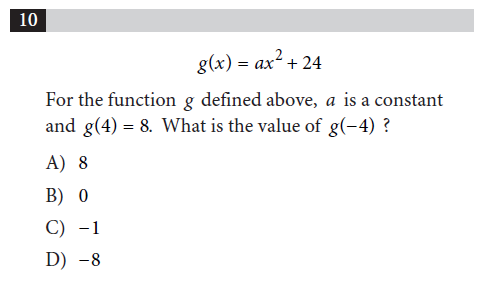 Solved g(x)=ax2+24 For the function g defined above, a is a | Chegg.com