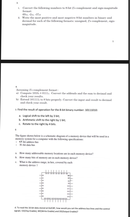 Solved L Convert the following numbers to 8-bit 2's | Chegg.com