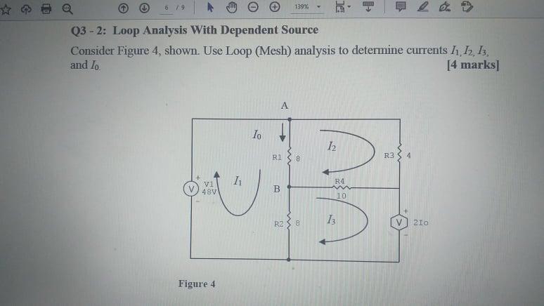 Solved 679 1394 Q3-2: Loop Analysis With Dependent Source | Chegg.com