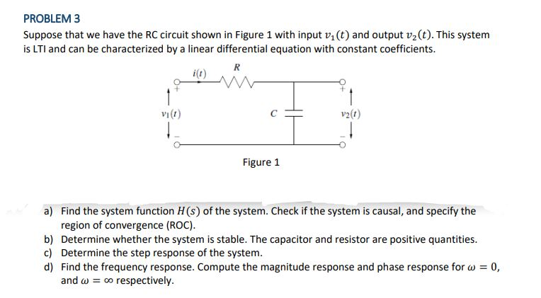 Solved PROBLEM 3 Suppose that we have the RC circuit shown | Chegg.com