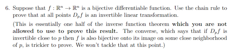 Solved Suppose that f:Rn→Rn is a bijective differentiable | Chegg.com