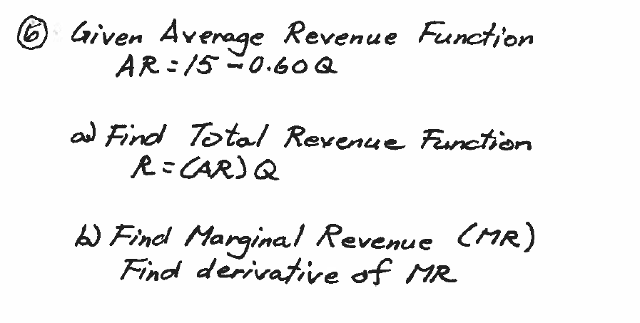 Solved Giver Average Revenue Function AR:/5 -0.60Q ad Find | Chegg.com