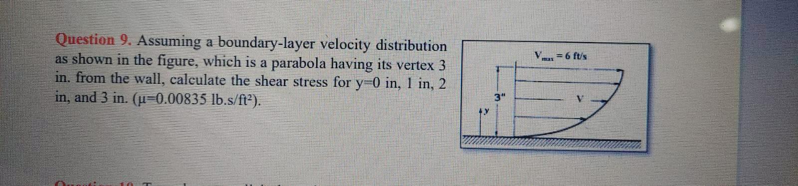 Solved Question 9. Assuming a boundary-layer velocity | Chegg.com