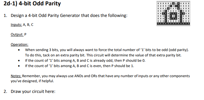 Solved 2d-1) 4-bit Odd Parity ......11 0.0010 D ....1. | Chegg.com