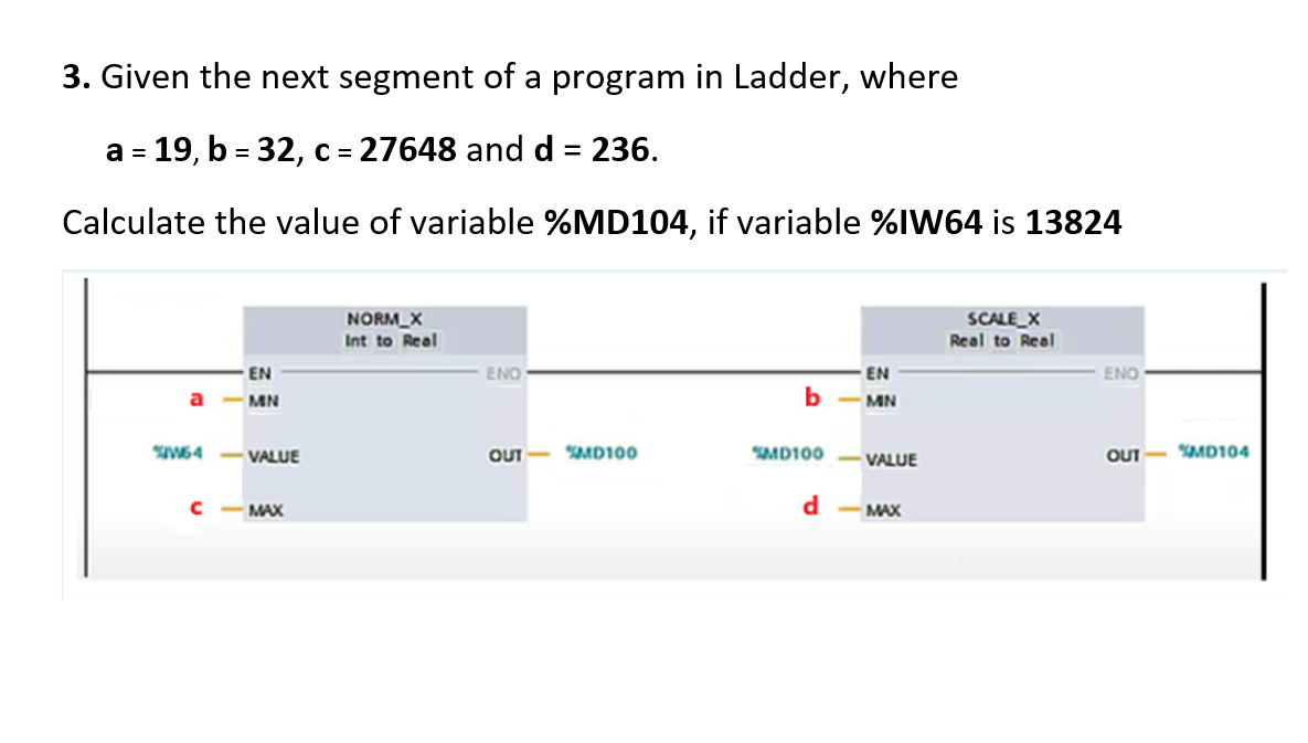Solved 3. Given the next segment of a program in Ladder, | Chegg.com