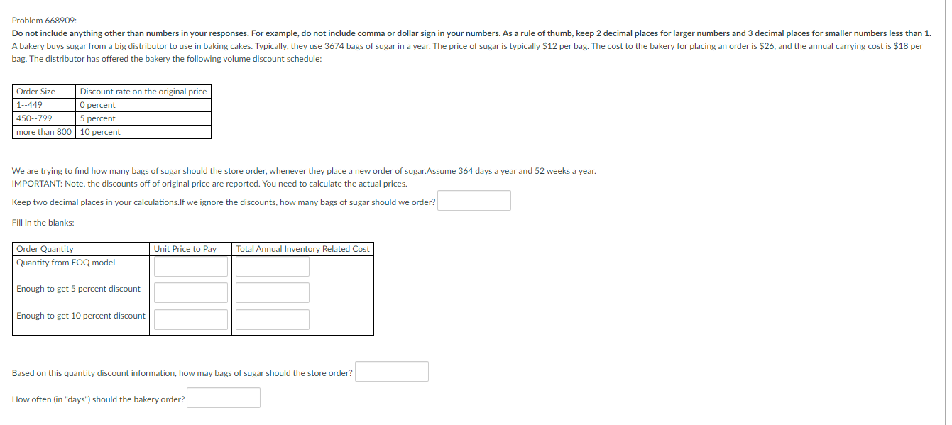 Solved Do not include anything other than numbers in your | Chegg.com
