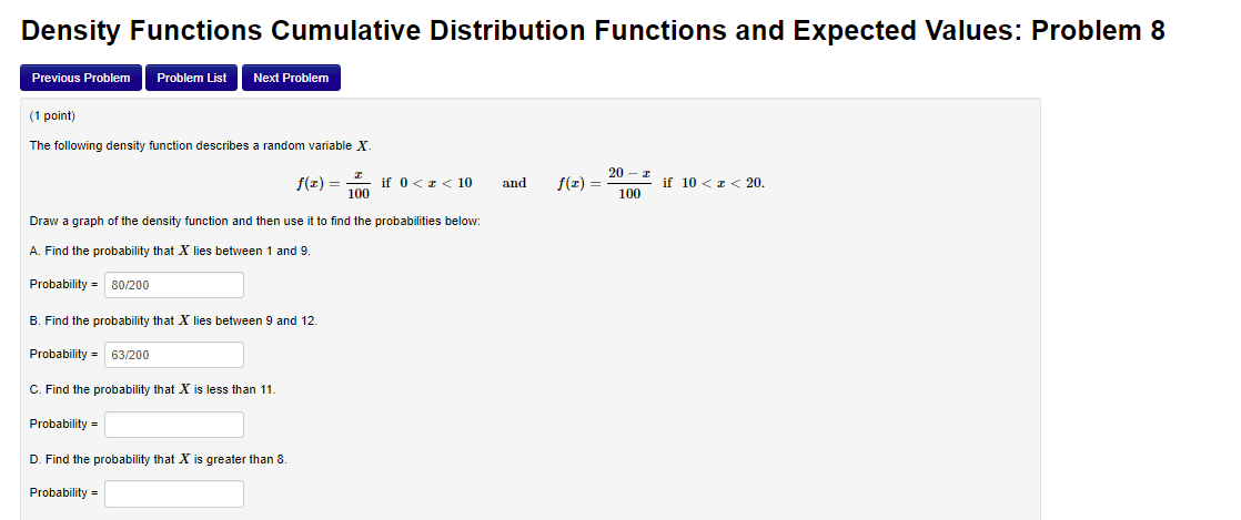 Solved Density Functions Cumulative Distribution Functions | Chegg.com