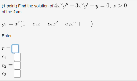 Solved (1 point) Find the solution of \\( 4 x^{2} y^{\\prime | Chegg.com