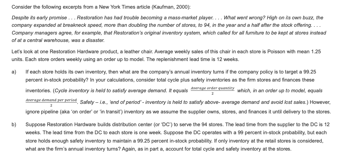 Solved Consider the following excerpts from a New York Times | Chegg.com
