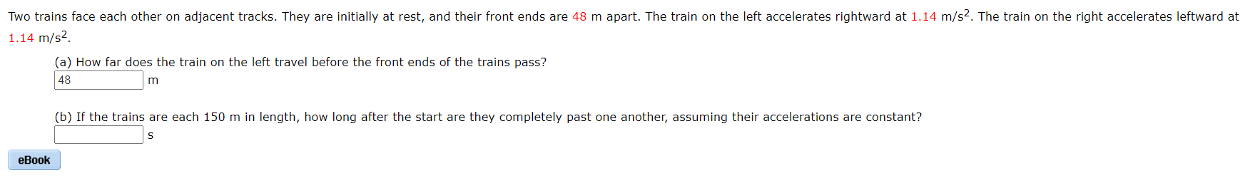 Solved Two trains face each other on adjacent tracks. They | Chegg.com