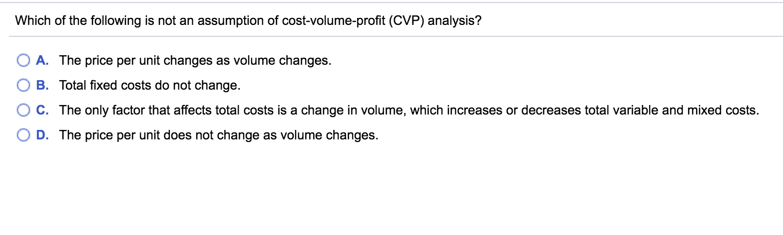 Solved Which of the following is not an assumption of | Chegg.com